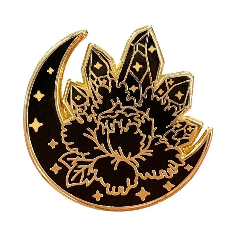EP#49 Crescent Crystal Enamel Pin | The Geeky Oasis